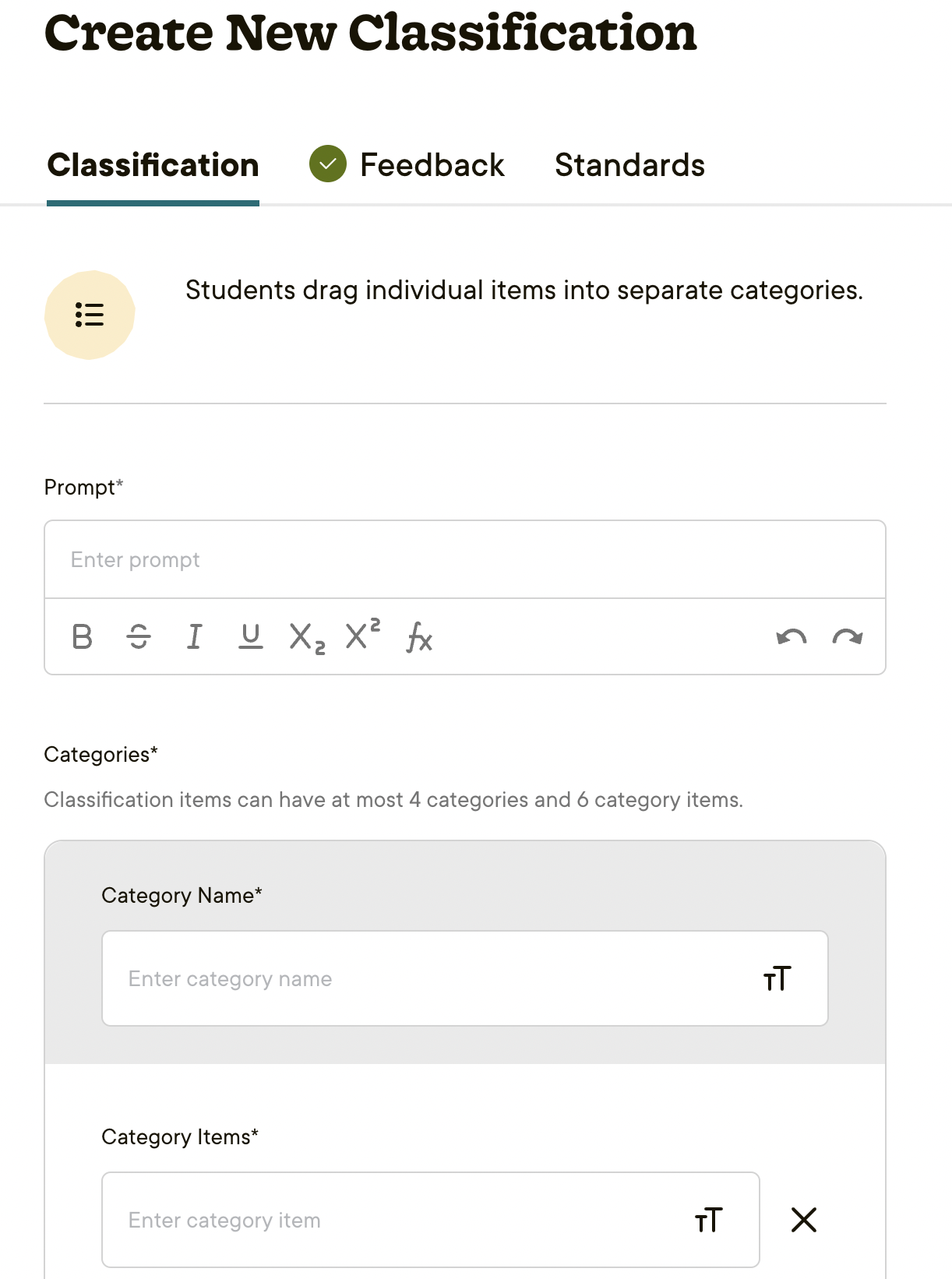 Create a Classification Question in My Practice Set