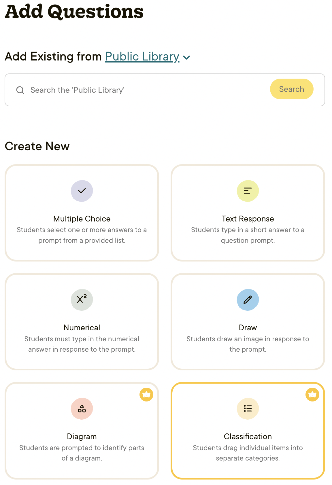 Create a Classification Question in My Practice Set